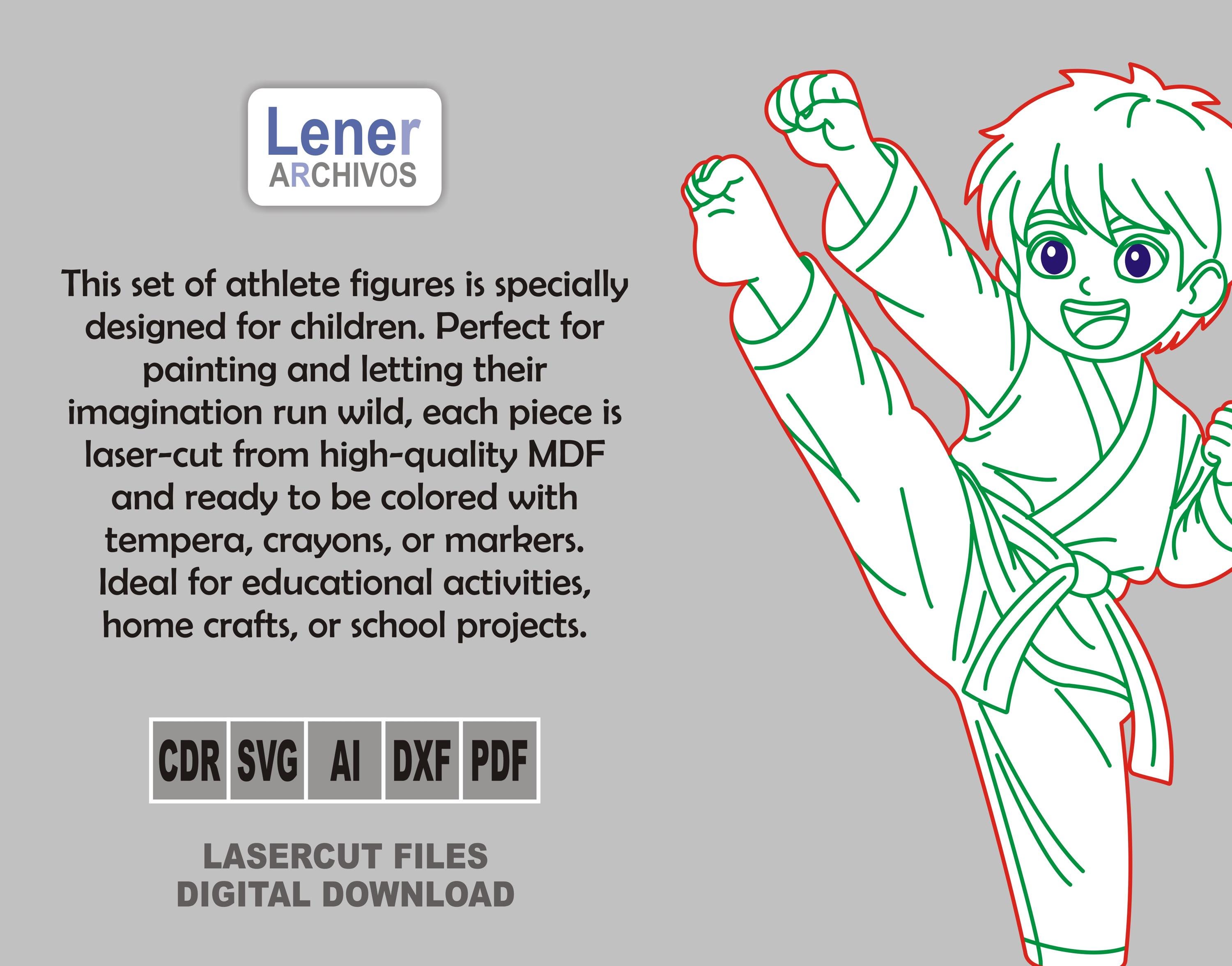 Kids Sports Figures to Paint - MDF Coloring Kit for Children - Laser ...