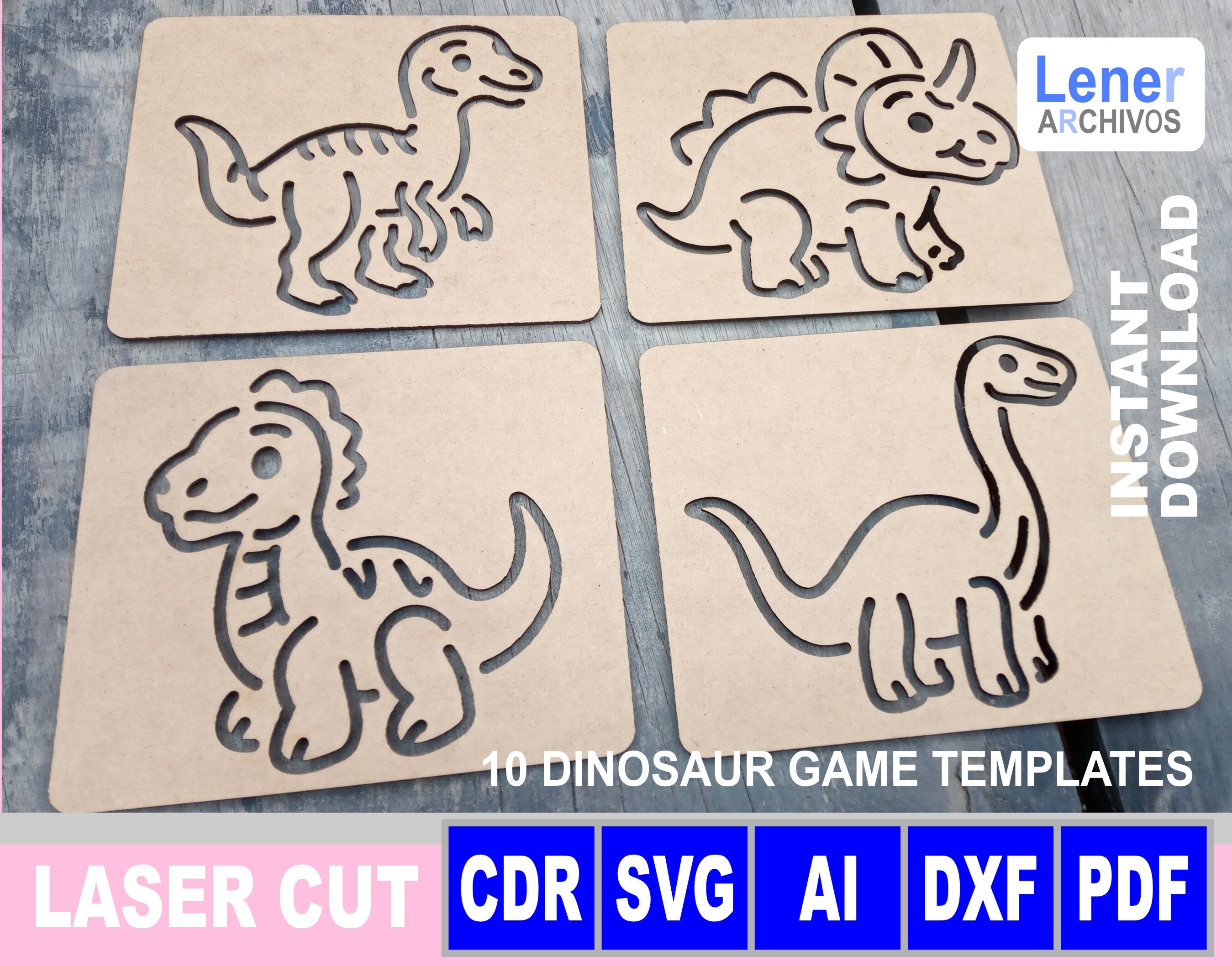 Montessori Kids Dinosaur Template - Laser Ready Files - SVG-DXF Hand ...