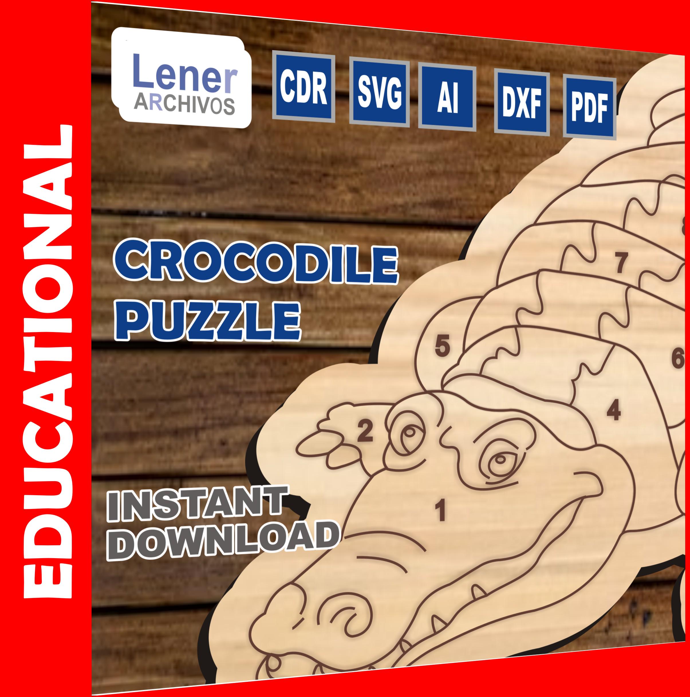 Wooden Crocodile Educational Toy Puzzle Laser Cut Dxf Glowforge Svg ...