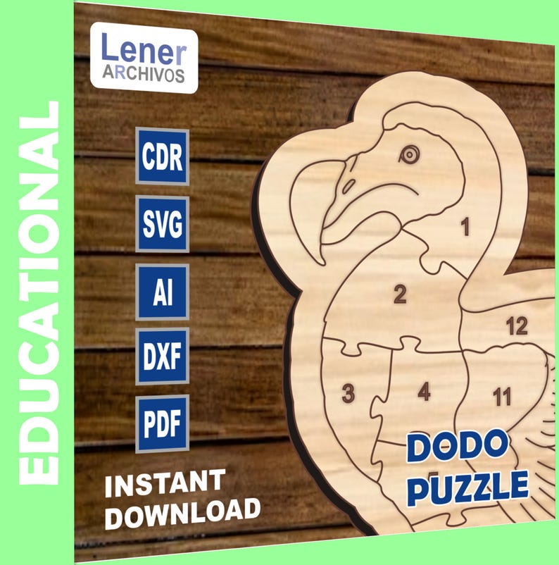 Wooden Dodo Educational Toy Puzzle Laser Cut Dxf Glowforge Svg Cutting ...