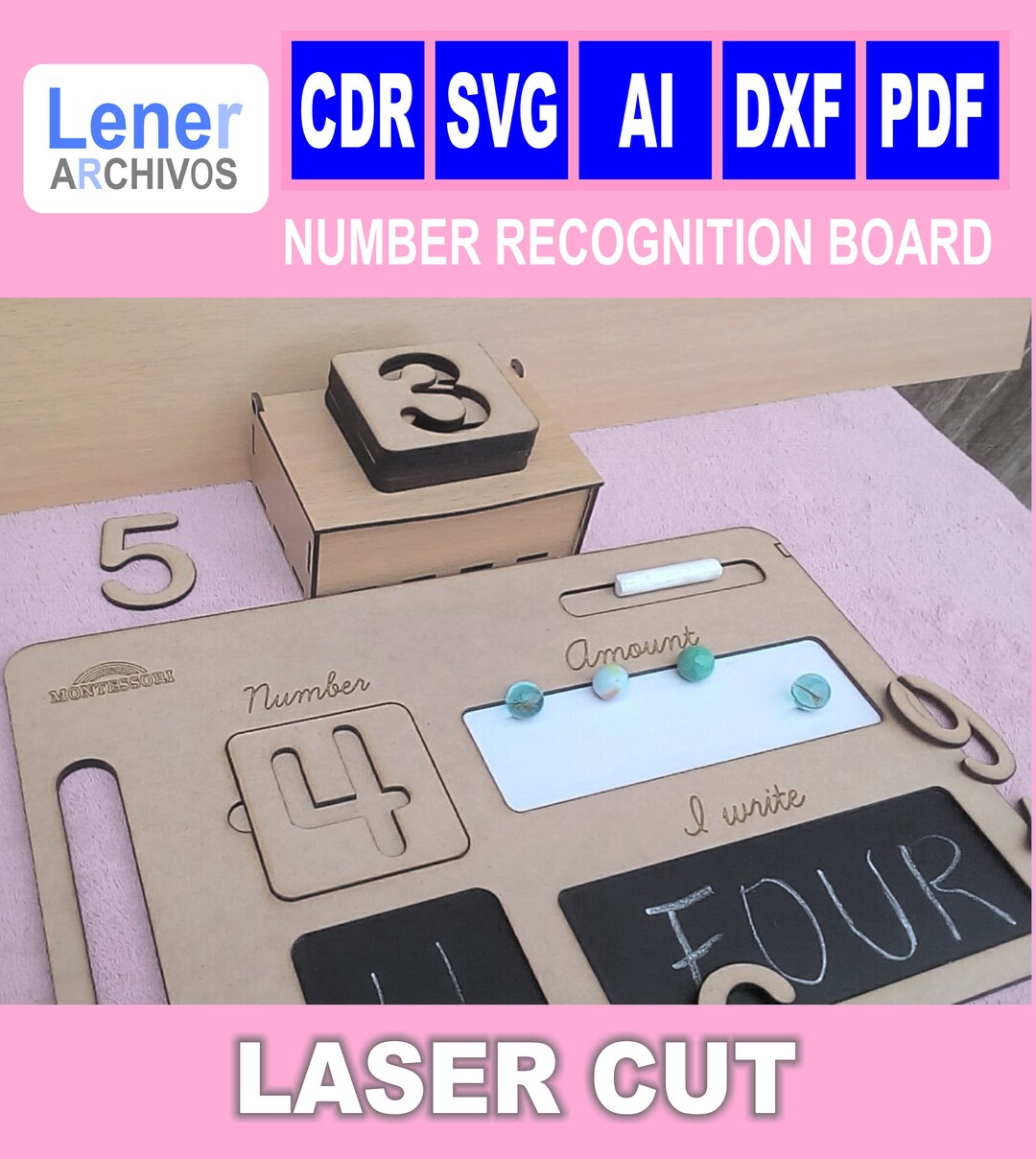 Number Recognition Board, Decomposition and MONTESSORI Writing, Svg ...