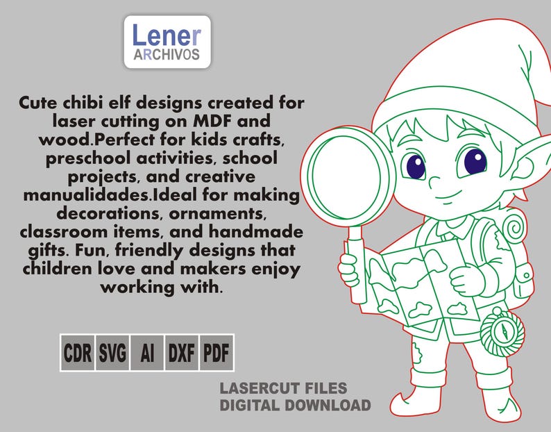 Elf Laser Cut Chibi Files for MDF | SVG DXF | Cute Elves for Kids ...
