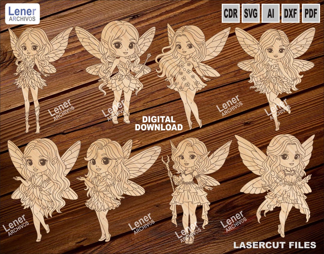Fairies for Laser Cut Mdf - Fairy SVG DXF, Digital Files for Kids Decor ...