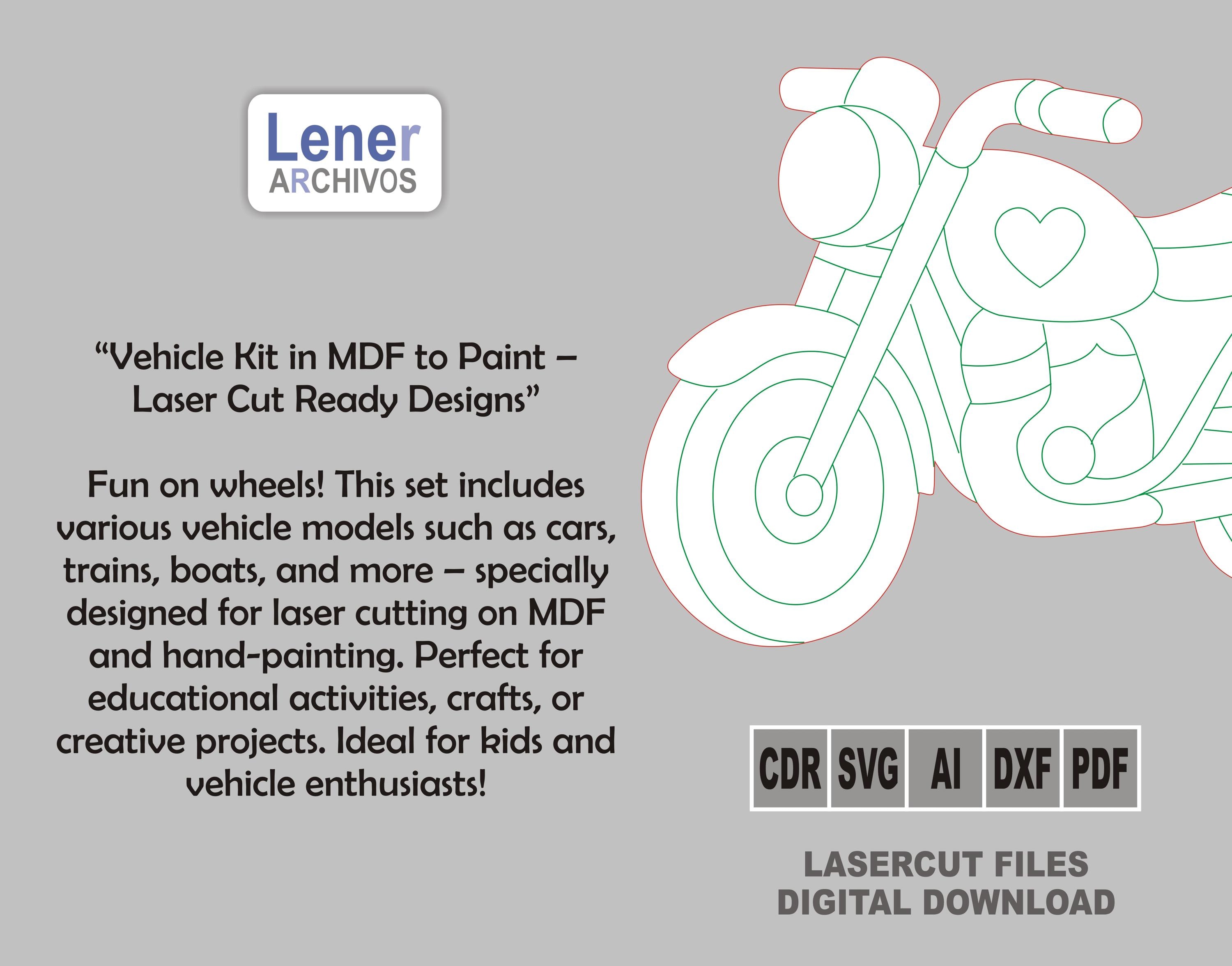 MDF Vehicle Craft Kit for Kids – Laser Cut DXF, SVG Files – Paintable ...