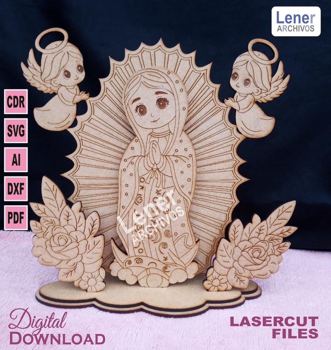 Virgin of Guadalupe Laser Cut MDF - SVG DXF Digital File, Mexican Religious Art, Catholic Decor ...