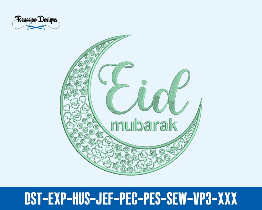 Eid Mubarak Arabic Embroidery, Islamic Machine Embroidery Digital ...