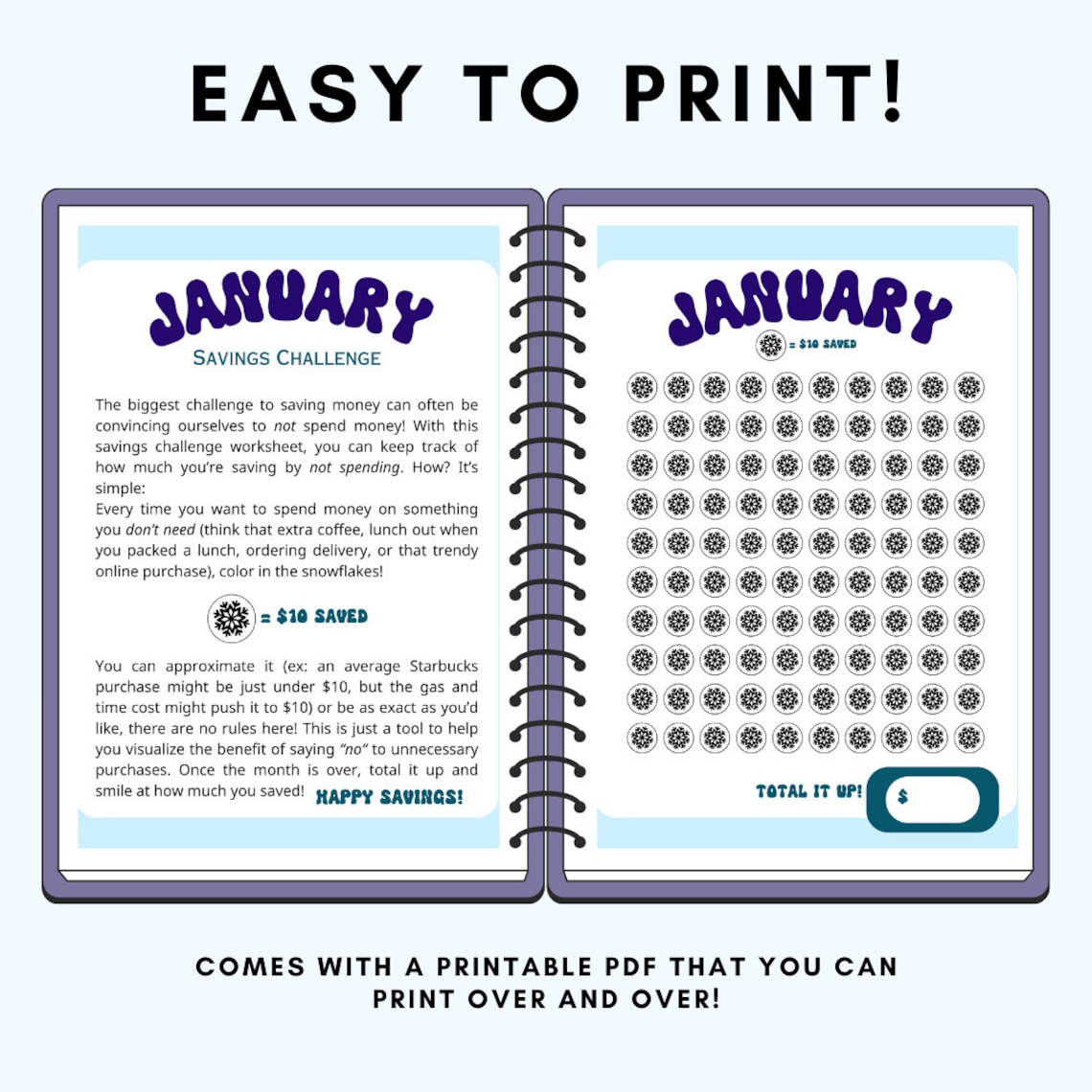 Printable January Savings Challenge Printable PDF - Etsy