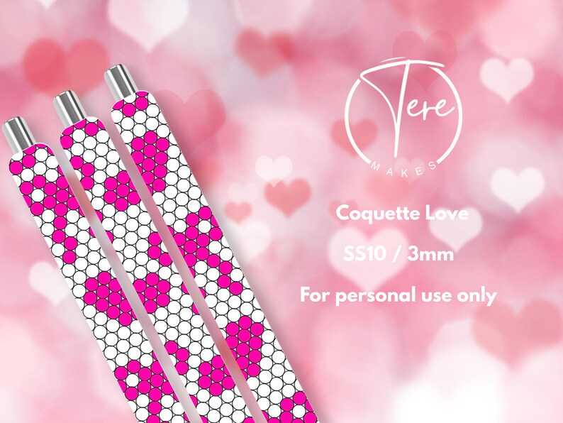 Coquette Love SS10 or 3mm Rhinestone Template Follow Along. for ...