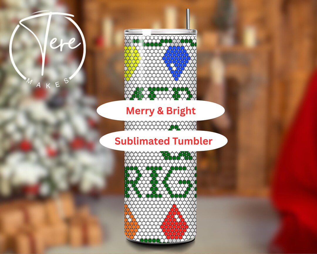 Merry & Bright Rhinestone Template Sublimated 20 Oz Skinny Tumbler ...