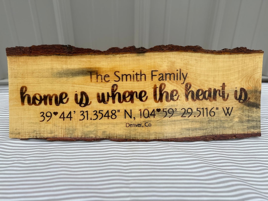 Custom Coordinates Wood Burned Sign | Handmade Sign | Reclaimed Wood ...