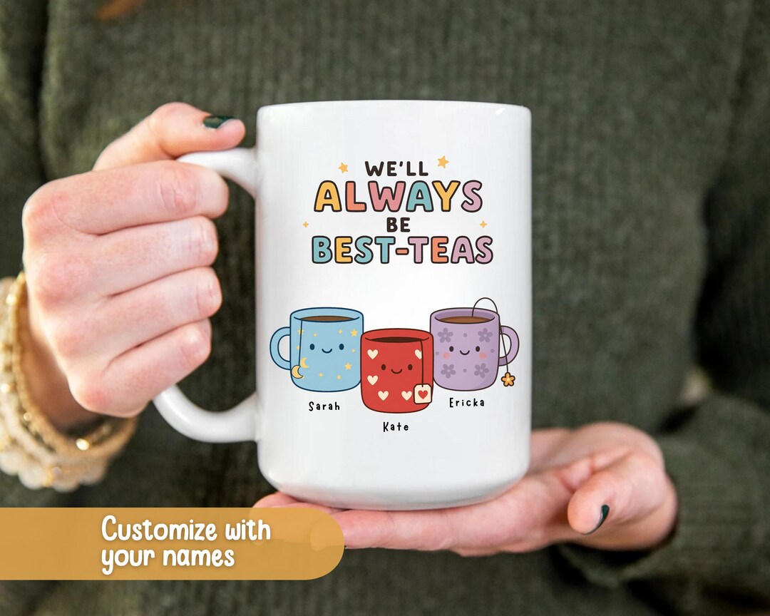 Personalized Bestie Mug: Kawaii Tea Cups, Custom Friendship Gift - Etsy