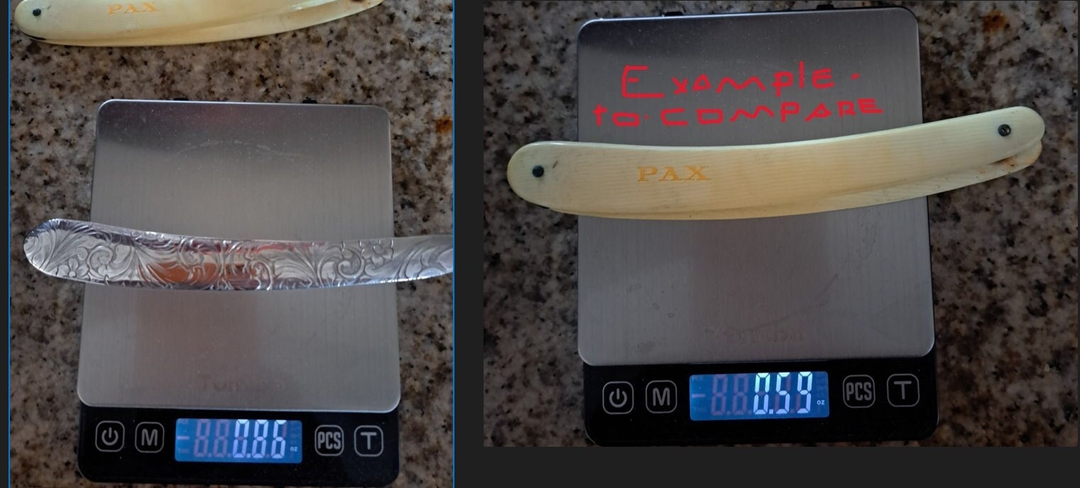 Sterling Silver Straight Razor Scales. Hand Engraved Scrollwork ...