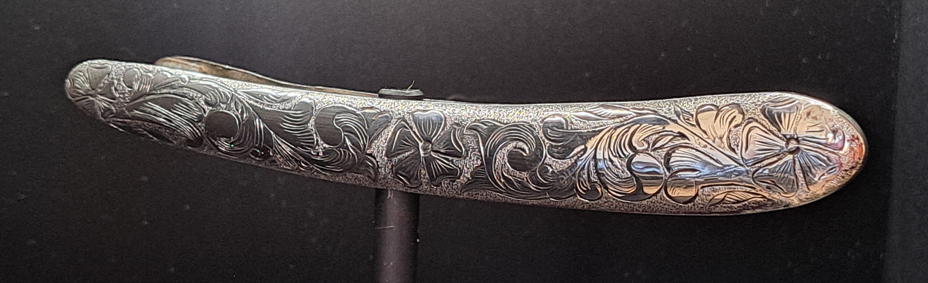 Sterling Silver Straight Razor Scales. Hand Engraved Scrollwork ...