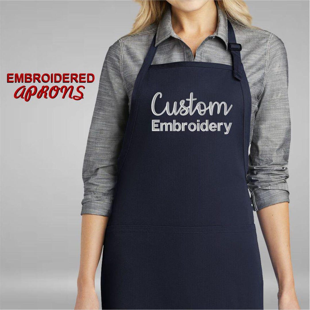 Personalized Embroidered Chef Apron, Custom Logo Apron, Your Own Text ...