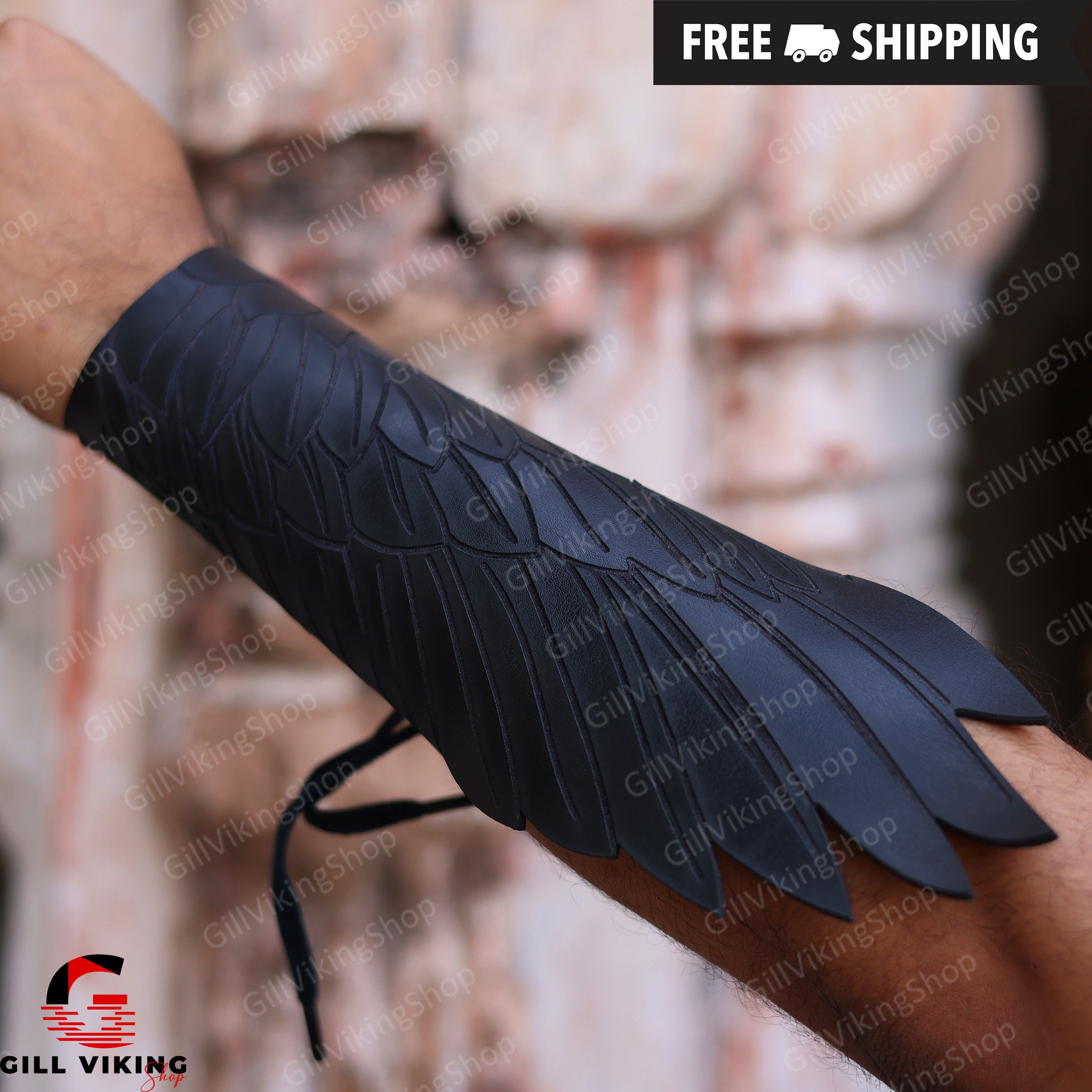 Medieval Samurai Knight Armor, Viking Leather Wings Bracers, Ren Faire ...