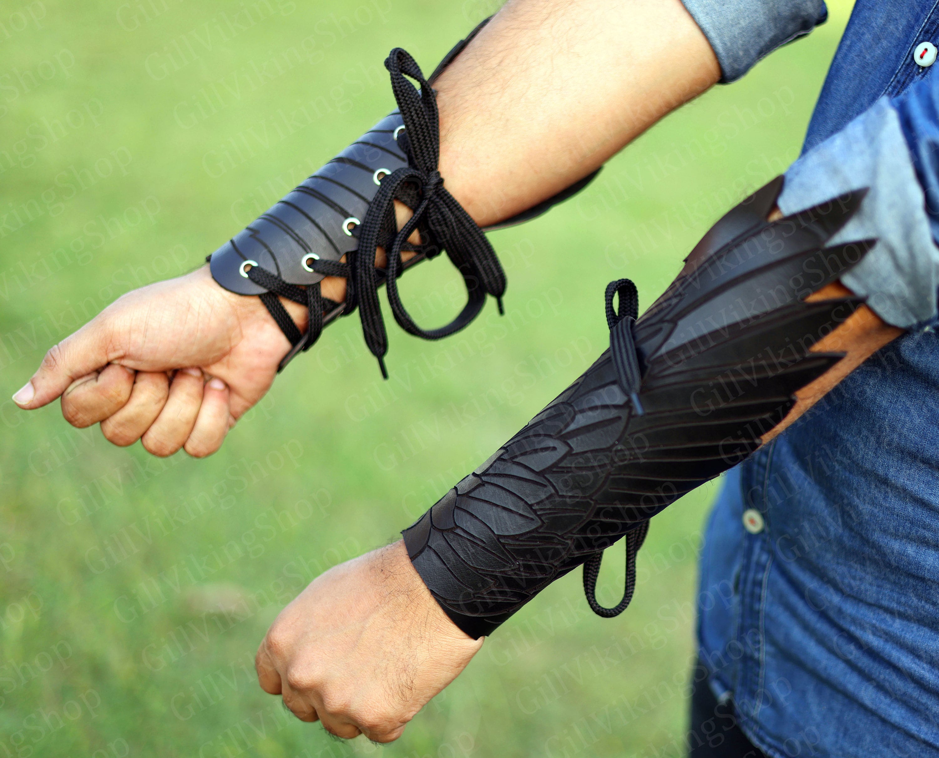 Medieval Samurai Knight Armor, Viking Leather Wings Bracers, Ren Faire ...