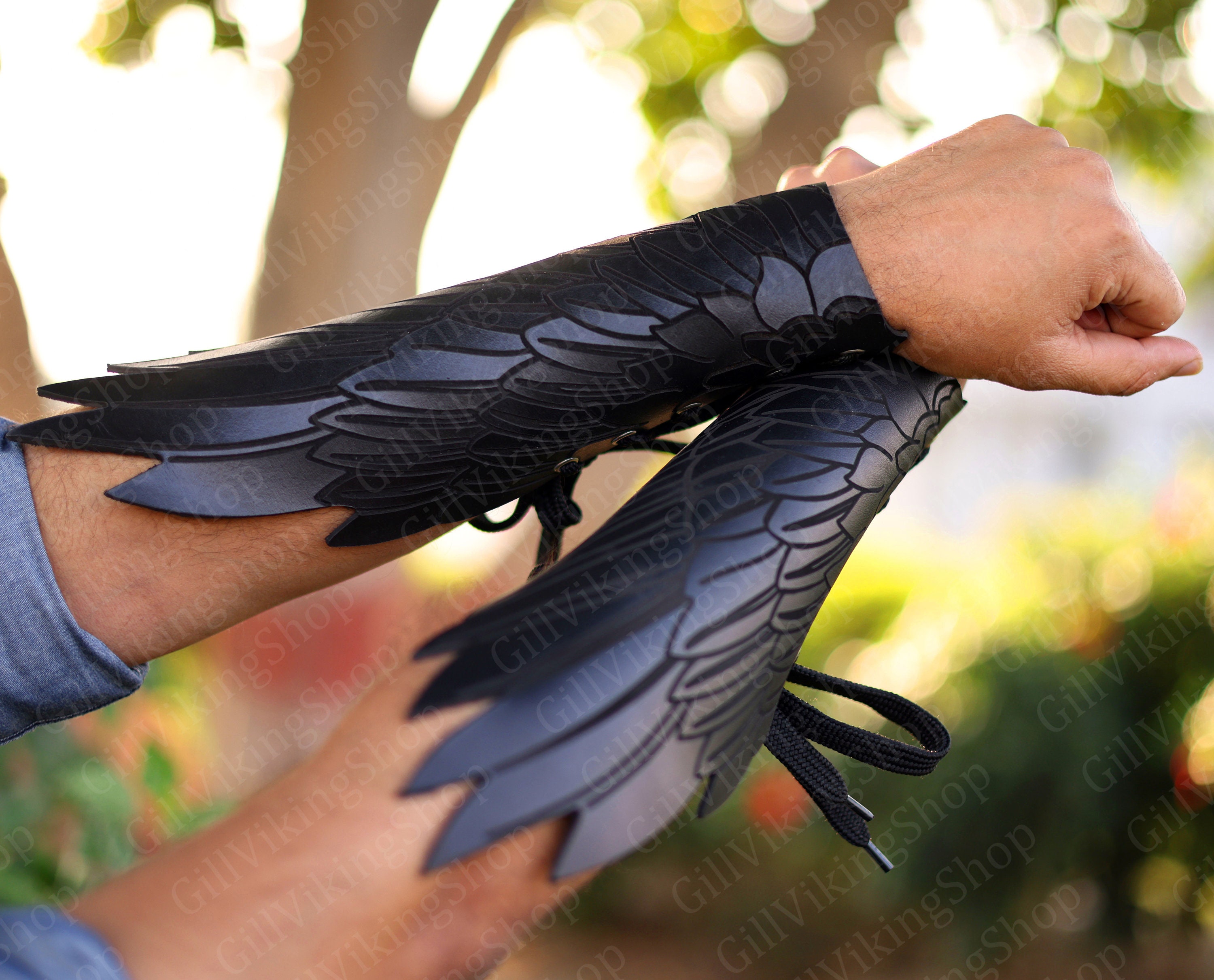 Medieval Samurai Knight Armor, Viking Leather Wings Bracers, Ren Faire ...