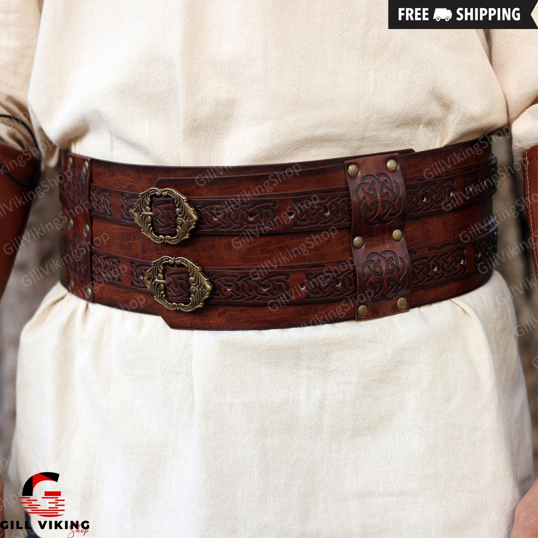 Medieval Steampunk Wide Waist Belt, Renaissance Viking Leather Belt ...