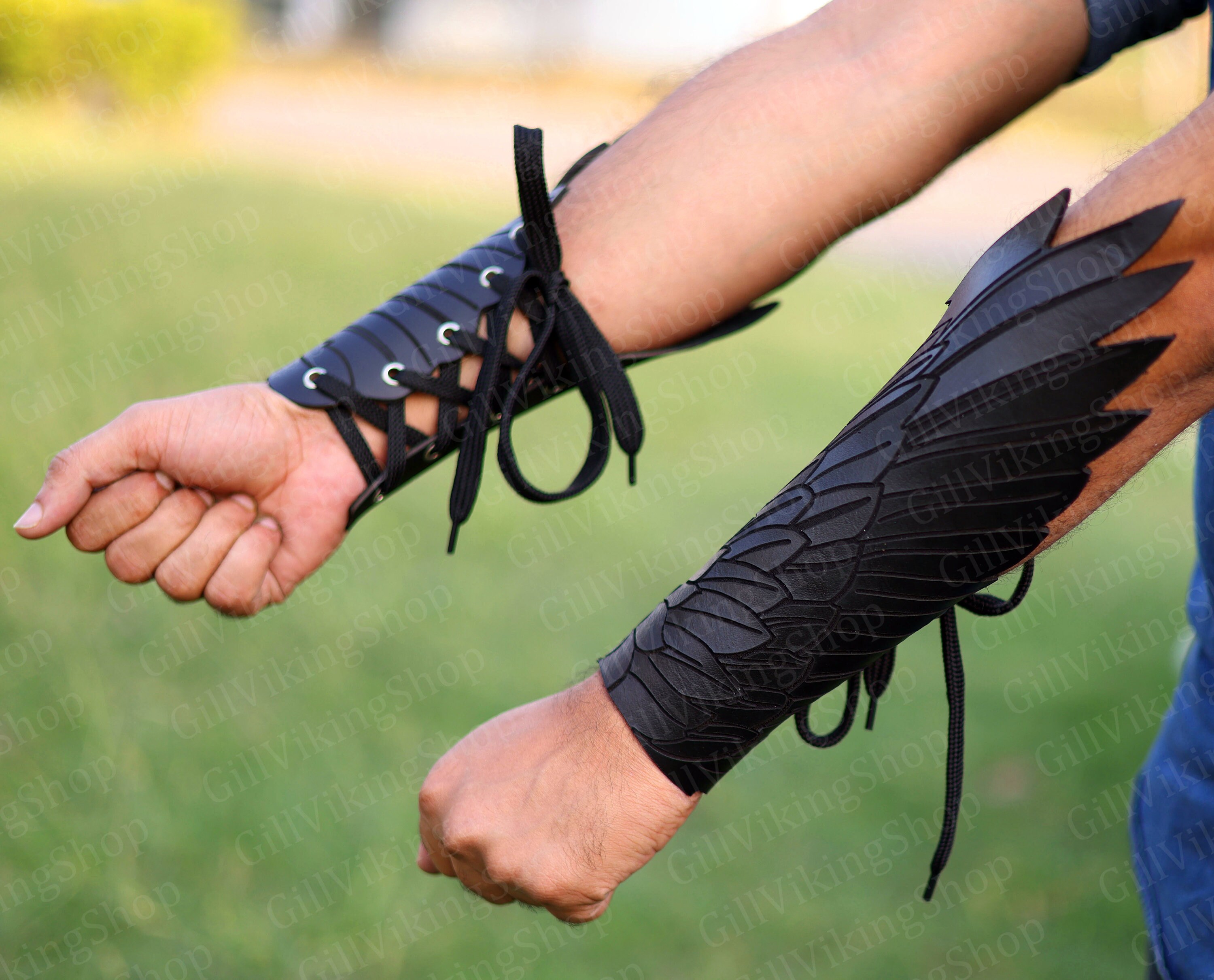 Medieval Samurai Knight Armor, Viking Leather Wings Bracers, Ren Faire ...