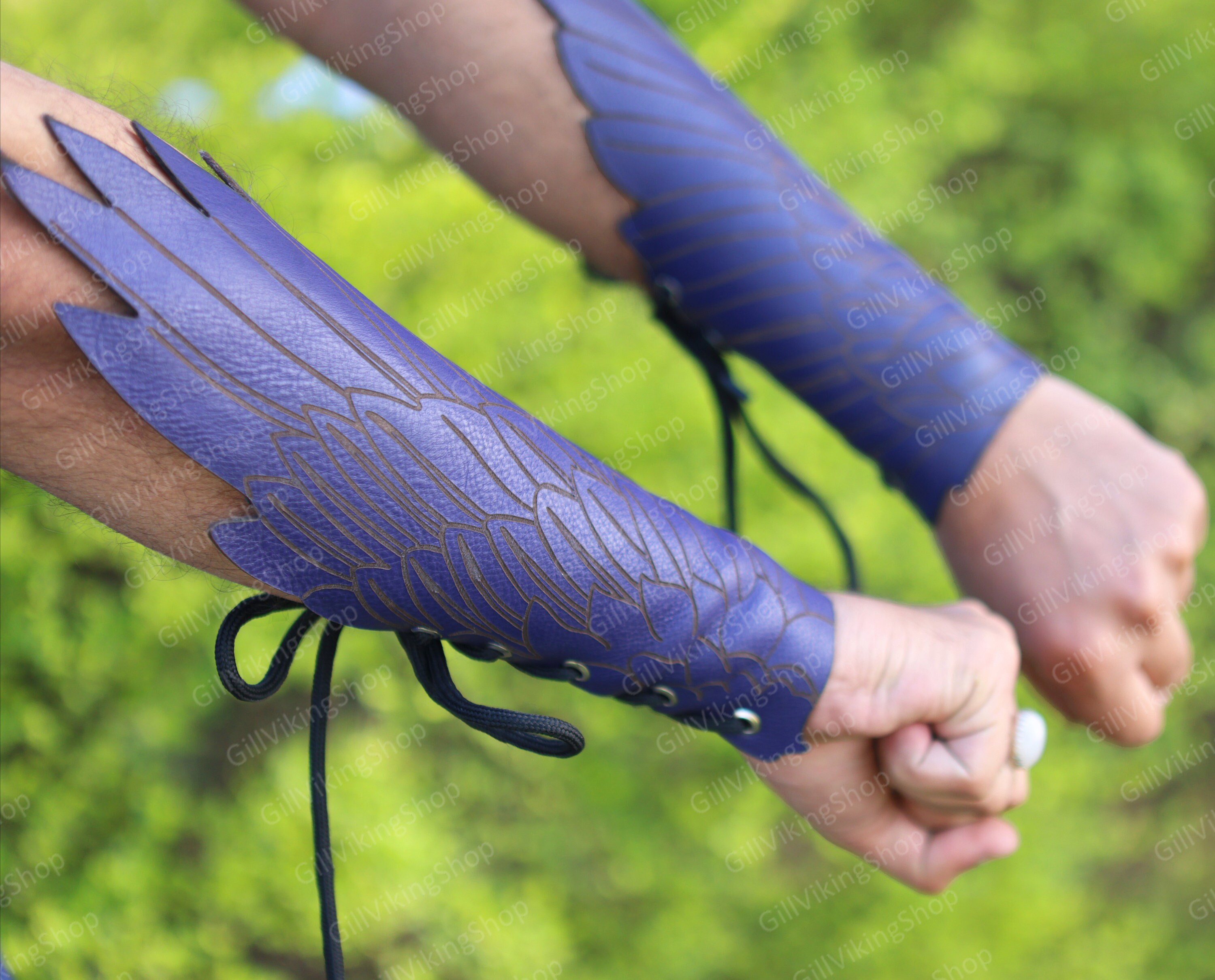 Medieval Samurai Knight Armor, Viking Leather Wings Bracers, Ren Faire ...