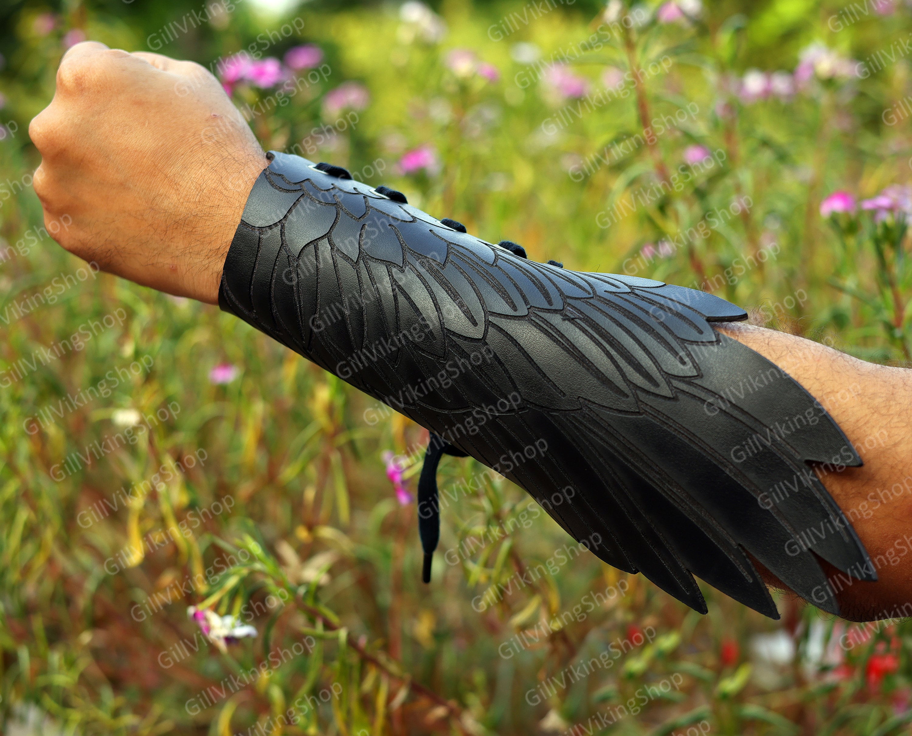 Medieval Samurai Knight Armor, Viking Leather Wings Bracers, Ren Faire ...