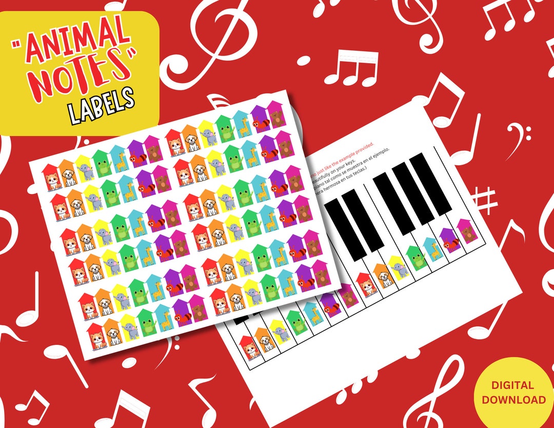 Color Coded Piano/keyboard Stickers/printable Labels/piano - Etsy