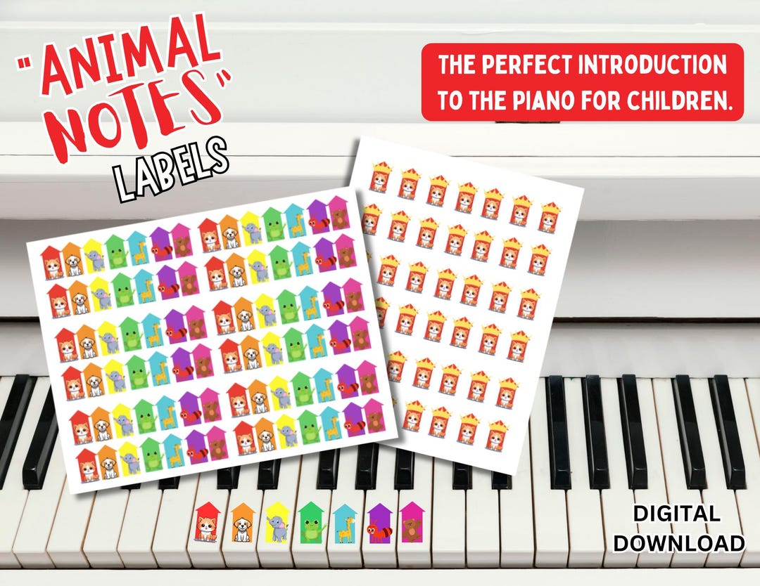 Easy Piano for Kids, Color Coded Piano, Keyboard Stickers, Printable ...