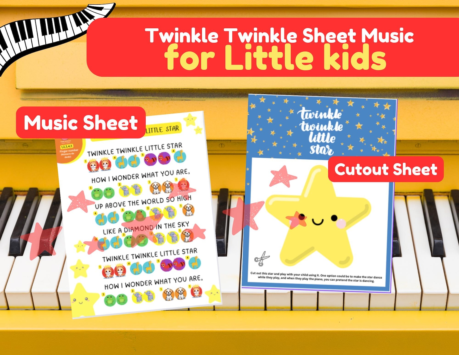 Twinkle Twinkle Little Star, Easy Piano, Sheet Music, Digital Download ...