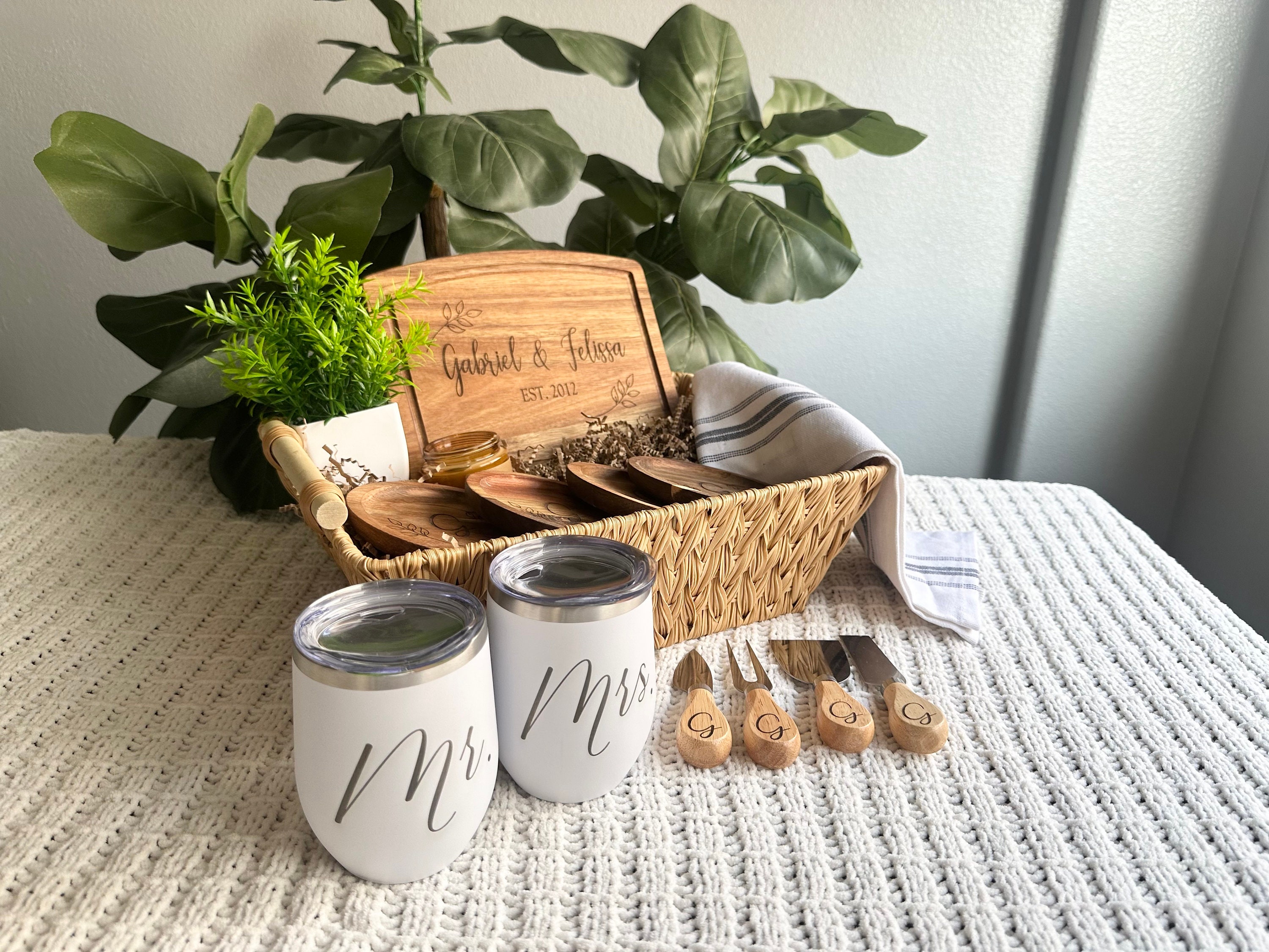 Personalized Wedding Gift Basket for Newlywed Custom Basket for Bridal ...