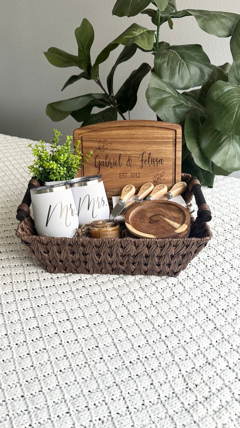 Personalized Wedding Gift Basket for Newlywed Custom Basket for Bridal ...
