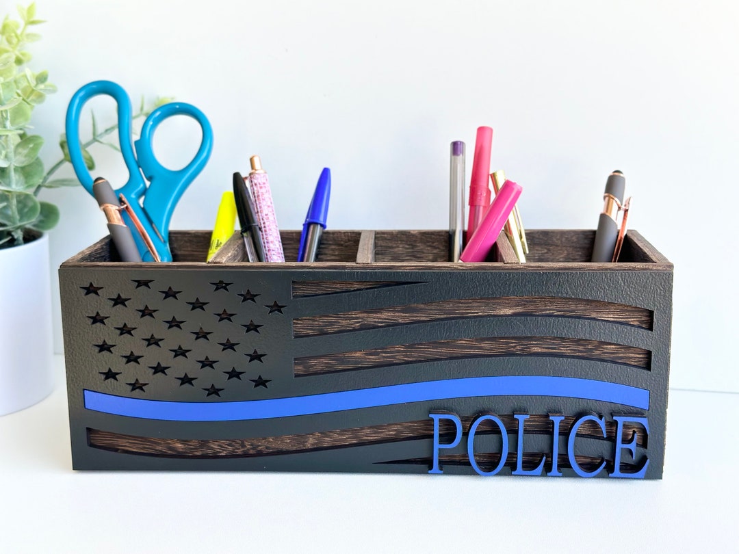 Wood Desk Organizer Desk Decor for Office Law Enforcement Gift for ...