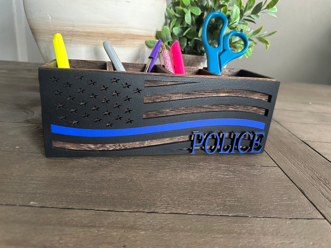 Wood Desk Organizer Desk Decor for Office Law Enforcement Gift for ...