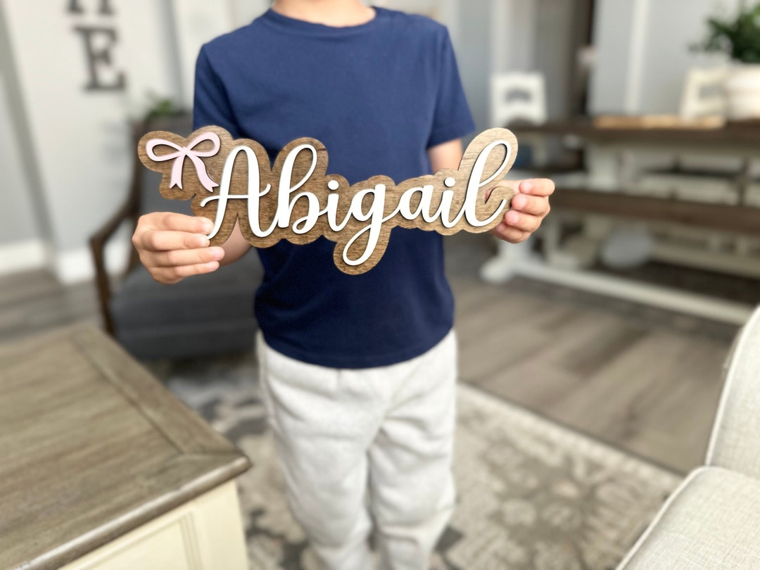 Bow Name Sign Custom Door Sign Name Sign for Door Kids Room Decor ...