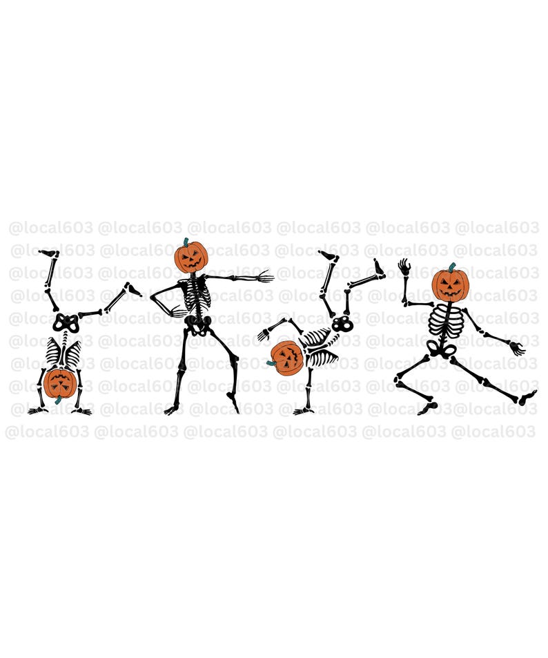 Dancing Halloween Skeletons Png Jack-o-lantern Skeletons Digital ...