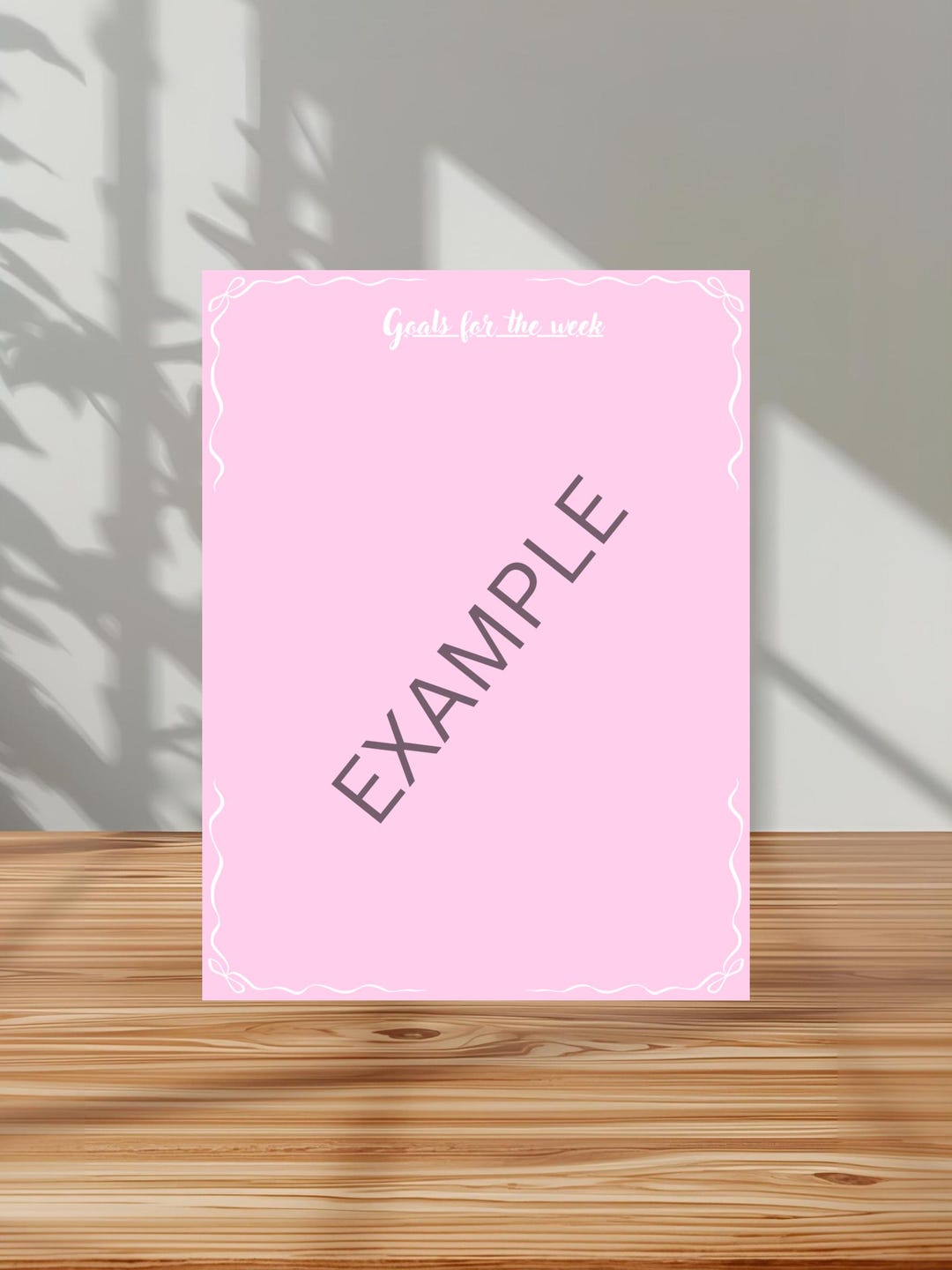 Pink Weekly Goal Sheet | Cute Bow Planner Page | Printable Weekly Goals ...