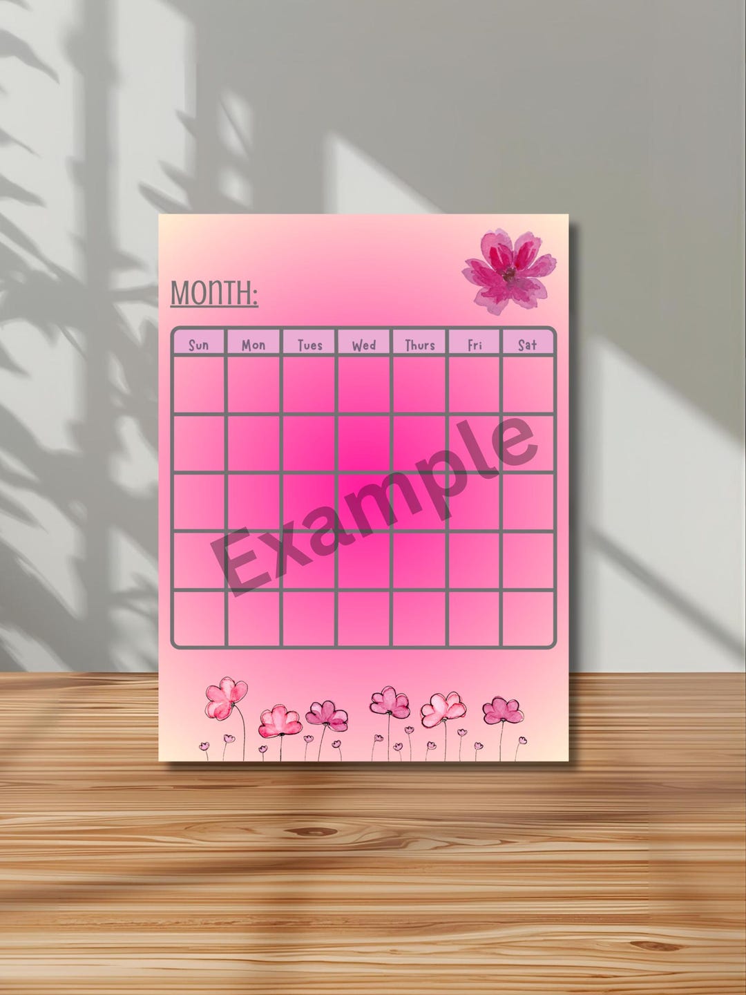 Printable Monthly Calendar | Pink Floral Theme - Etsy UK