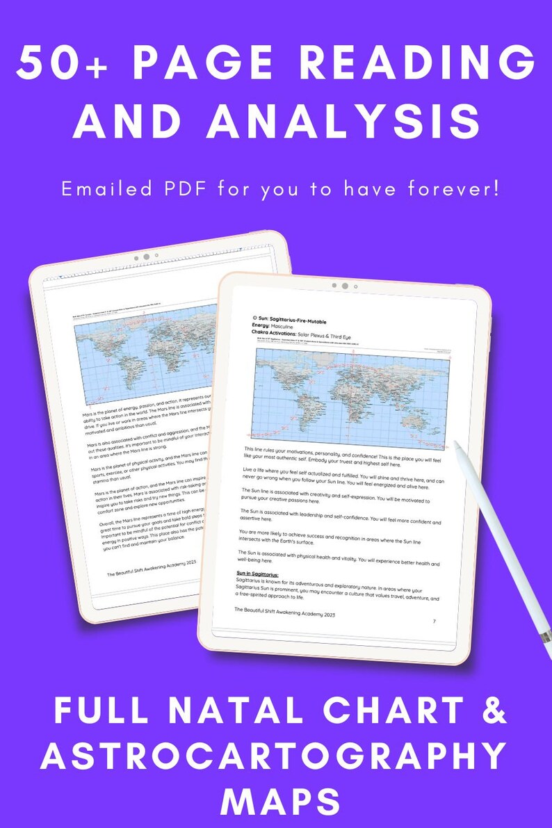 Astrocartography Chart-customized 50+ Page PDF Emailed - Etsy
