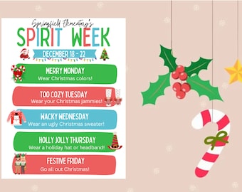 Christmas Spirit Week Design Template - Spirit Days - Etsy