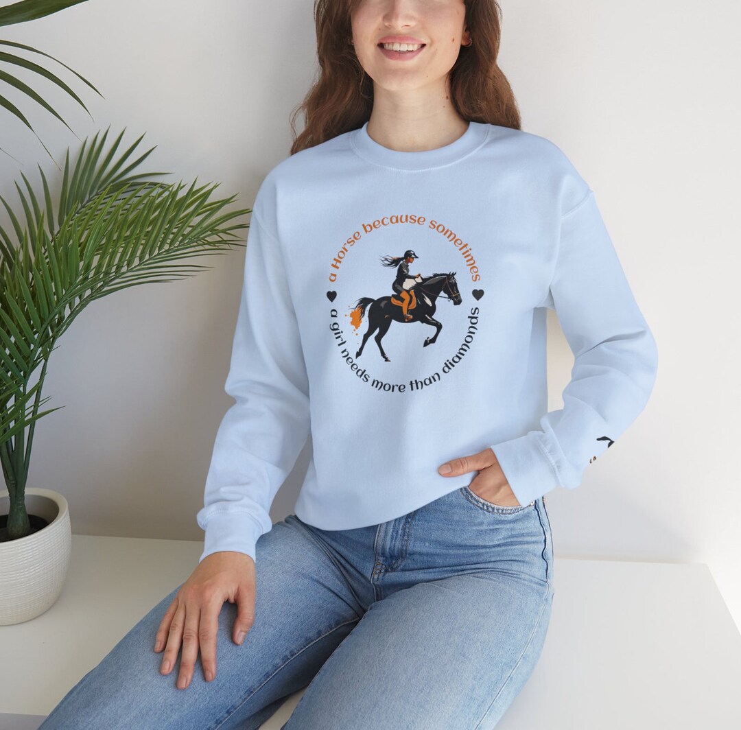 Girls Custom Horse Sweatshirt, Equestrian Girl, Horse Riding, Show ...