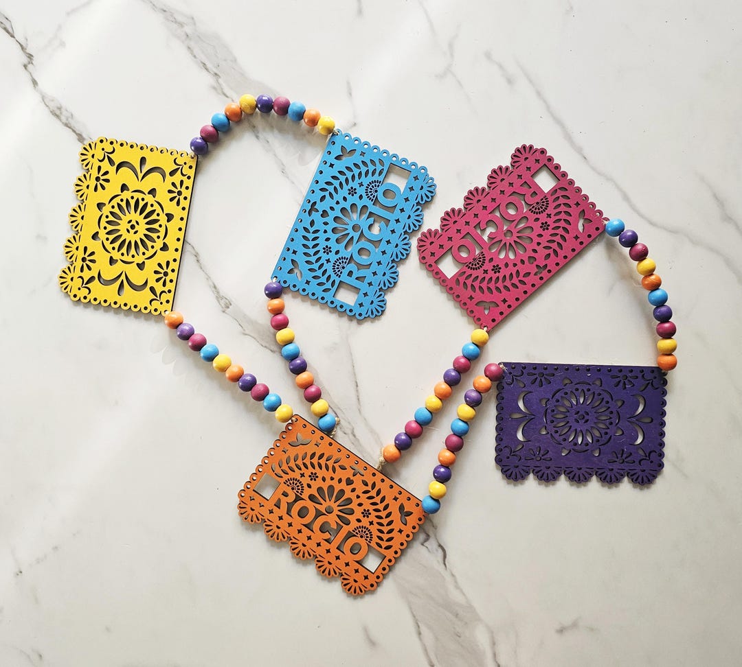 Custom Wooden Papel Picado Garland, Dia De Los Muertos, Day of the Dead ...