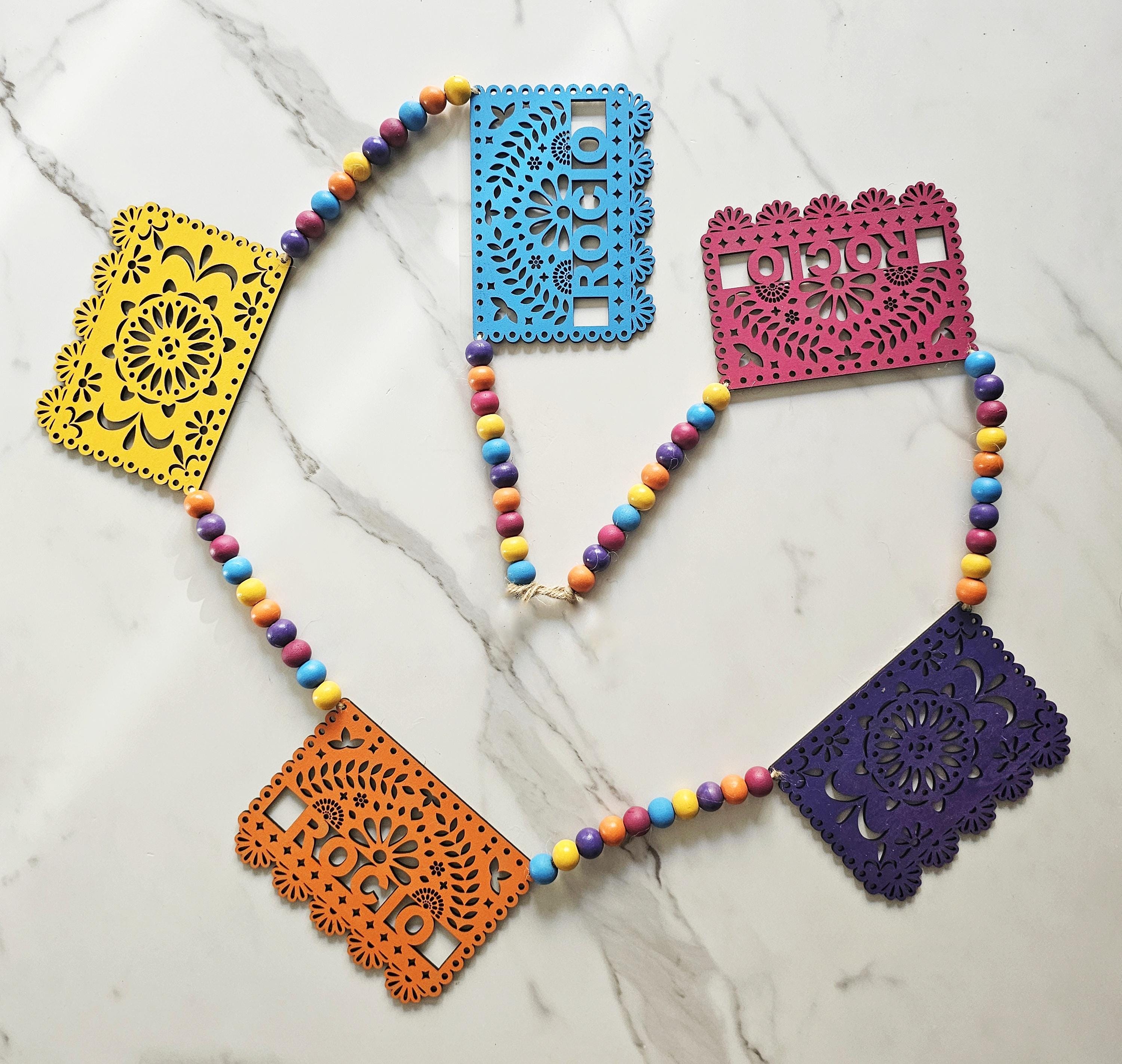 Custom Wooden Papel Picado Garland, Dia De Los Muertos, Day of the Dead ...