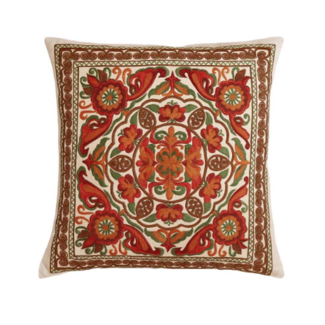 16" Hand-embroidered Ethnic Pakistani Boho Eastern Colorful Pillow ...