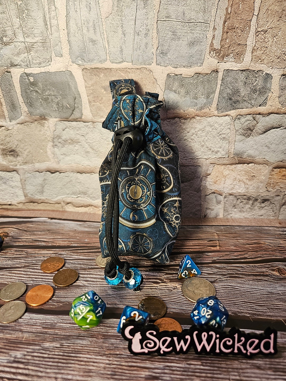 Steampunk Clock Keychain Pouch, Mini Dice Bag, Steampunk Accessories ...