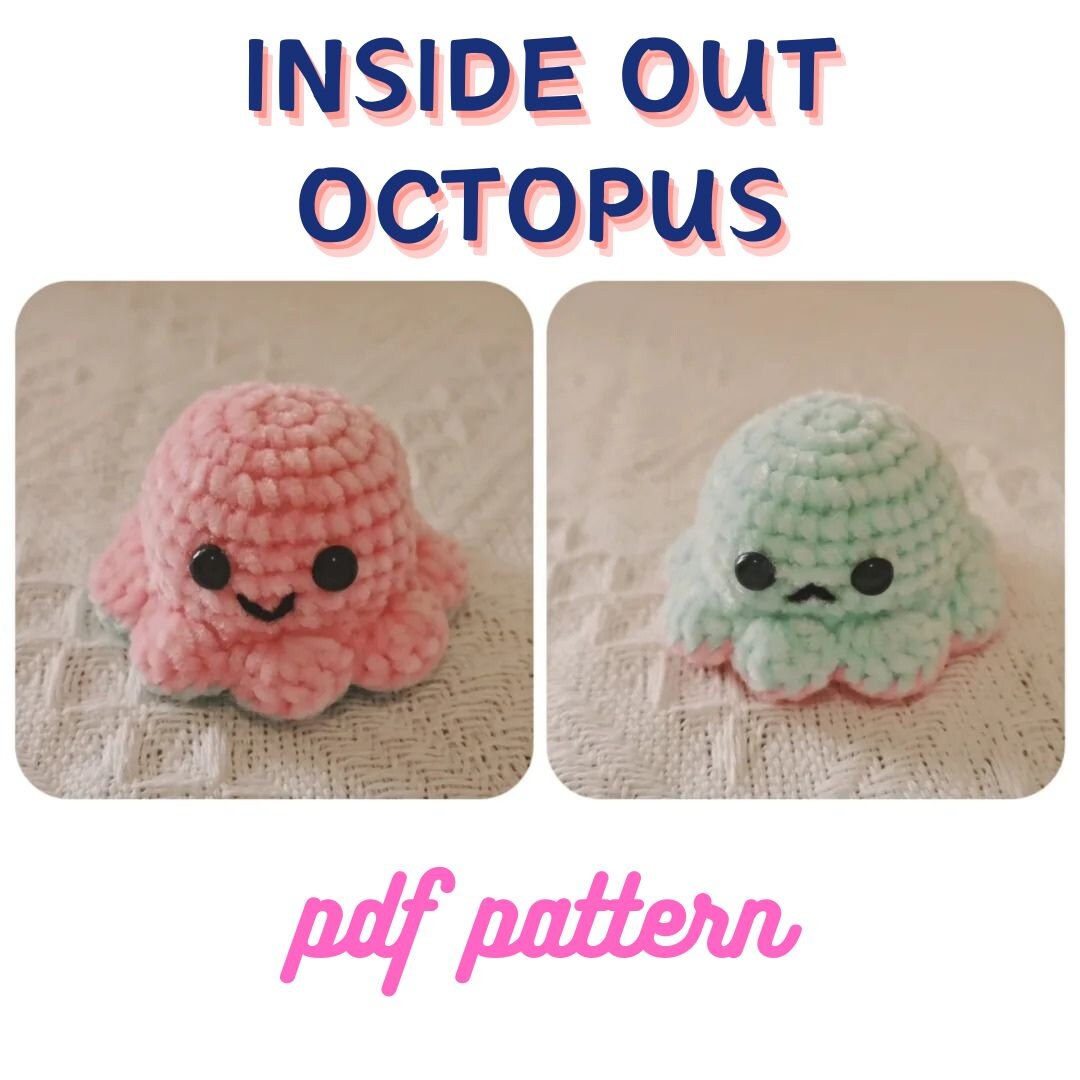 Cute Inside Out Octopus Crochet Pattern, Easy Crochet Pattern, Emotion ...