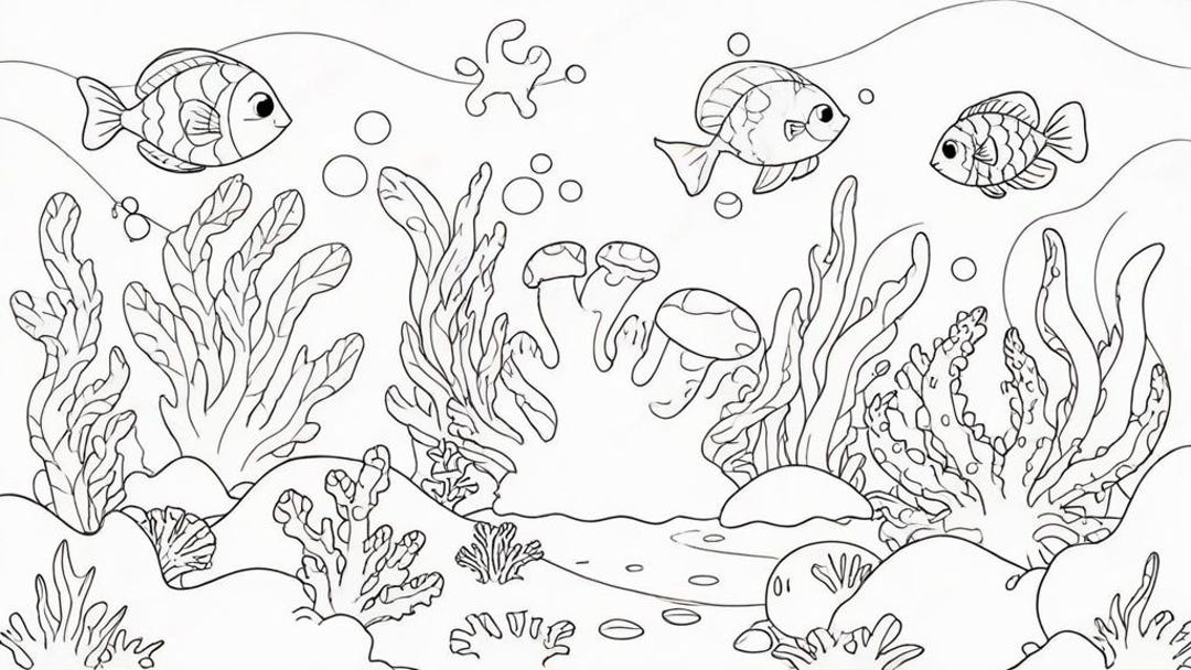 Cartoon Marine Animals Coloring Book: 90+ Pages of Ocean Fun for Kids ...