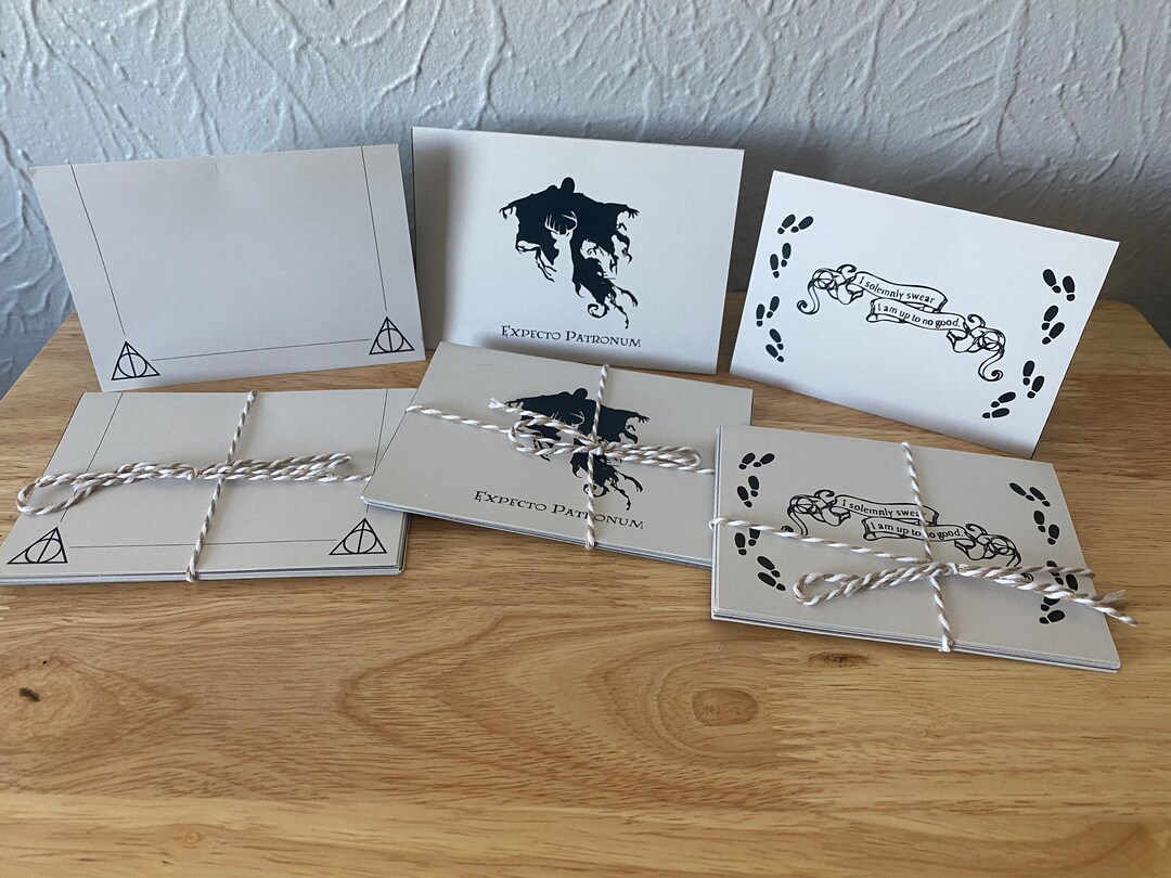 Harry Potter Themed Note Cards - Set of 10, Blank Inside - Etsy