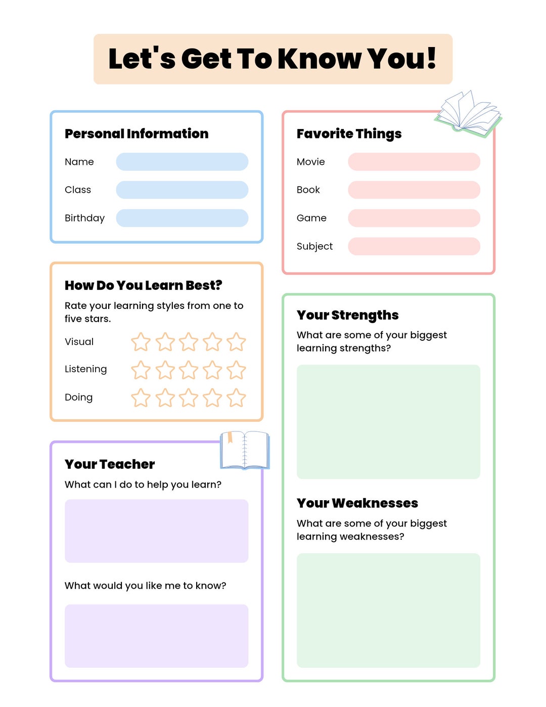 Getting to Know You School - Etsy