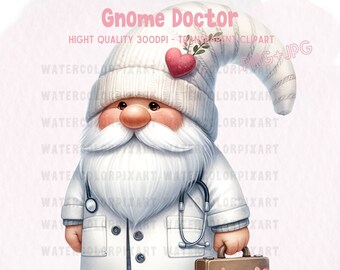 19 PNG Gnome Doctor Watercolor Medical Clipart, Gnomes Clipart, Doctor ...