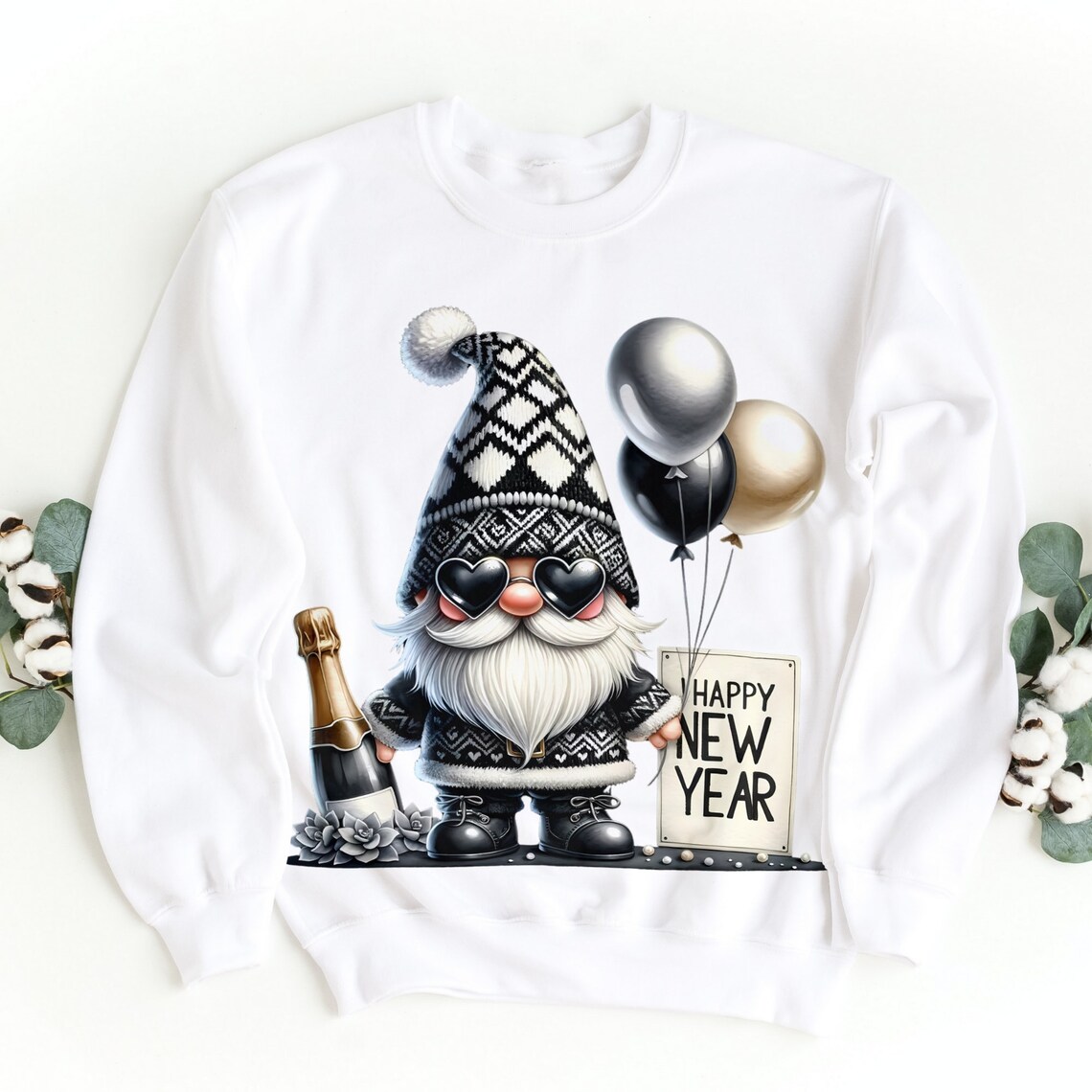 31 PNG Black New Year Gnome Watercolor Clipart, Gnome Happy New Year ...