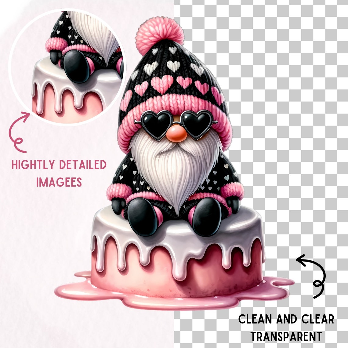 36 PNG Black Gnome Valentine Clipart, Watercolor Gnome Valentine's ...